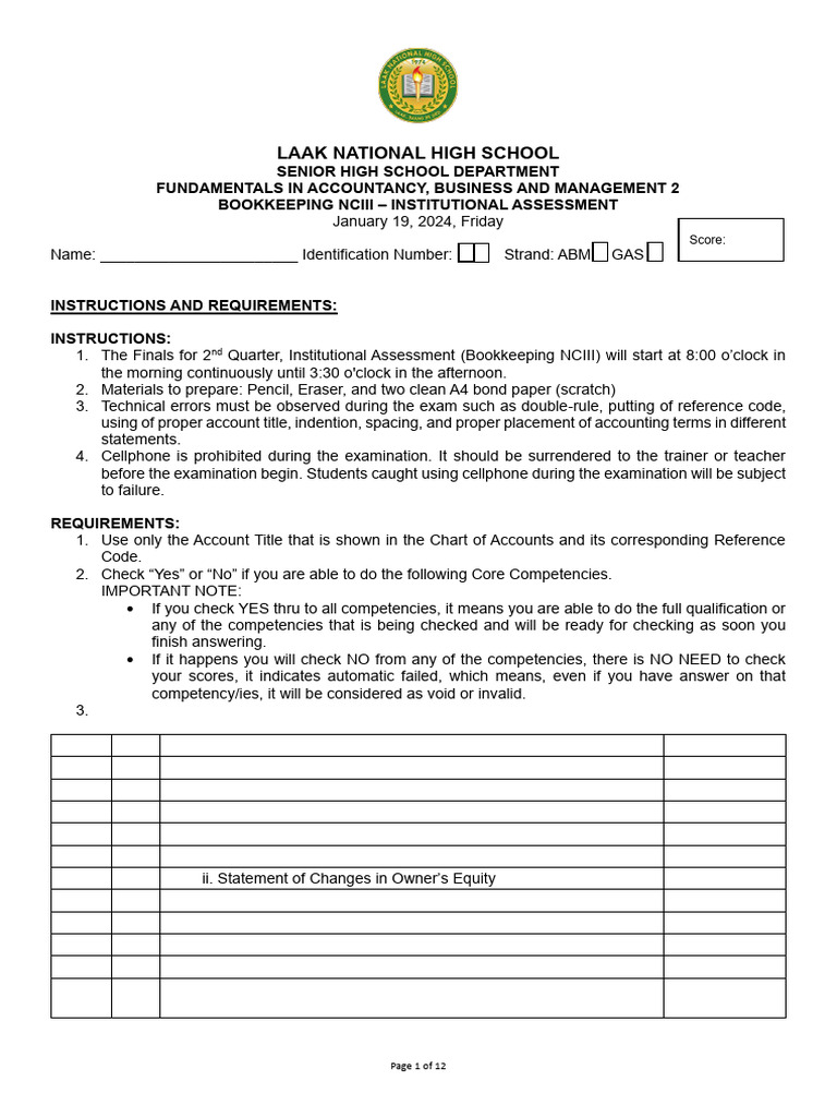 Institutional Assessment Guide | PDF | Debits And Credits | Expense