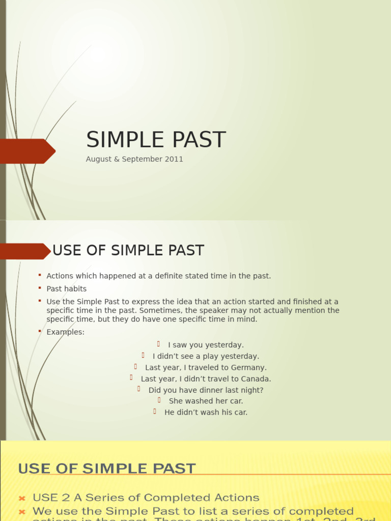 Understanding Simple Past Tense Usage | PDF