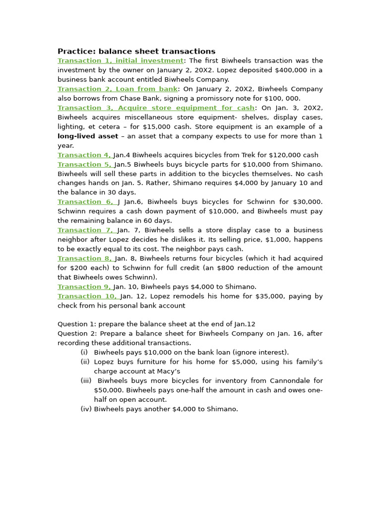 Practice-1 Balance Sheet Case | PDF