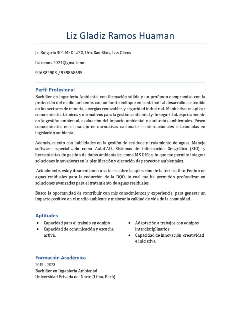 CV-Ramos Liz. | PDF | Laboratorios | Universidad