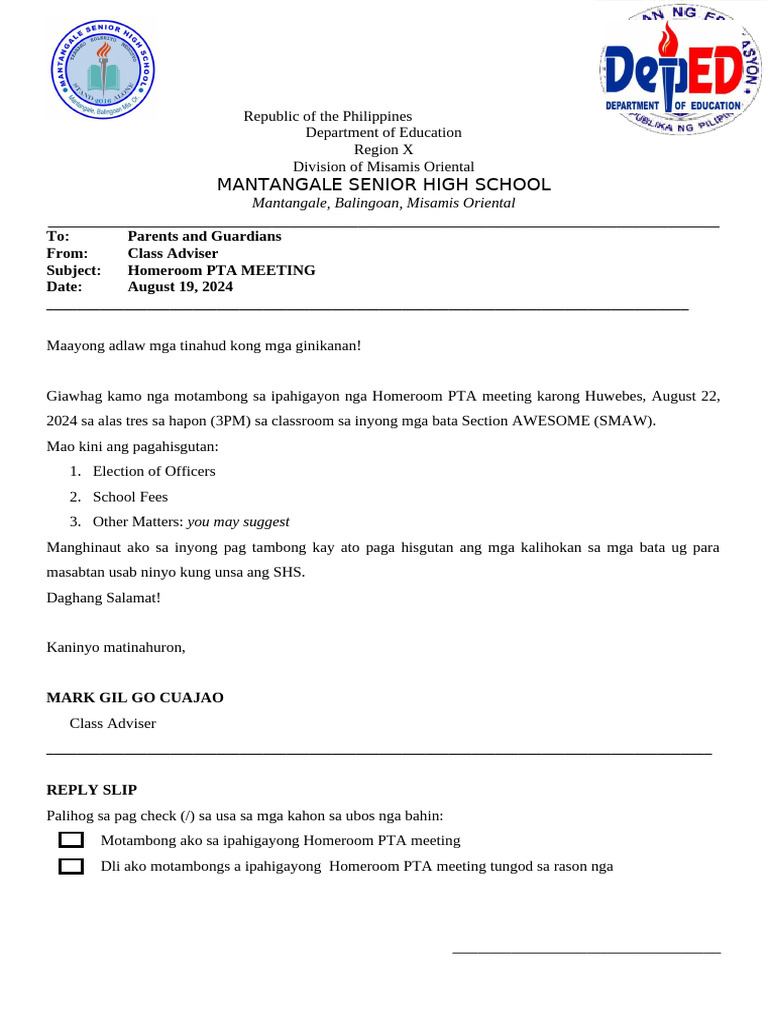 HRPTA First MEETING | PDF