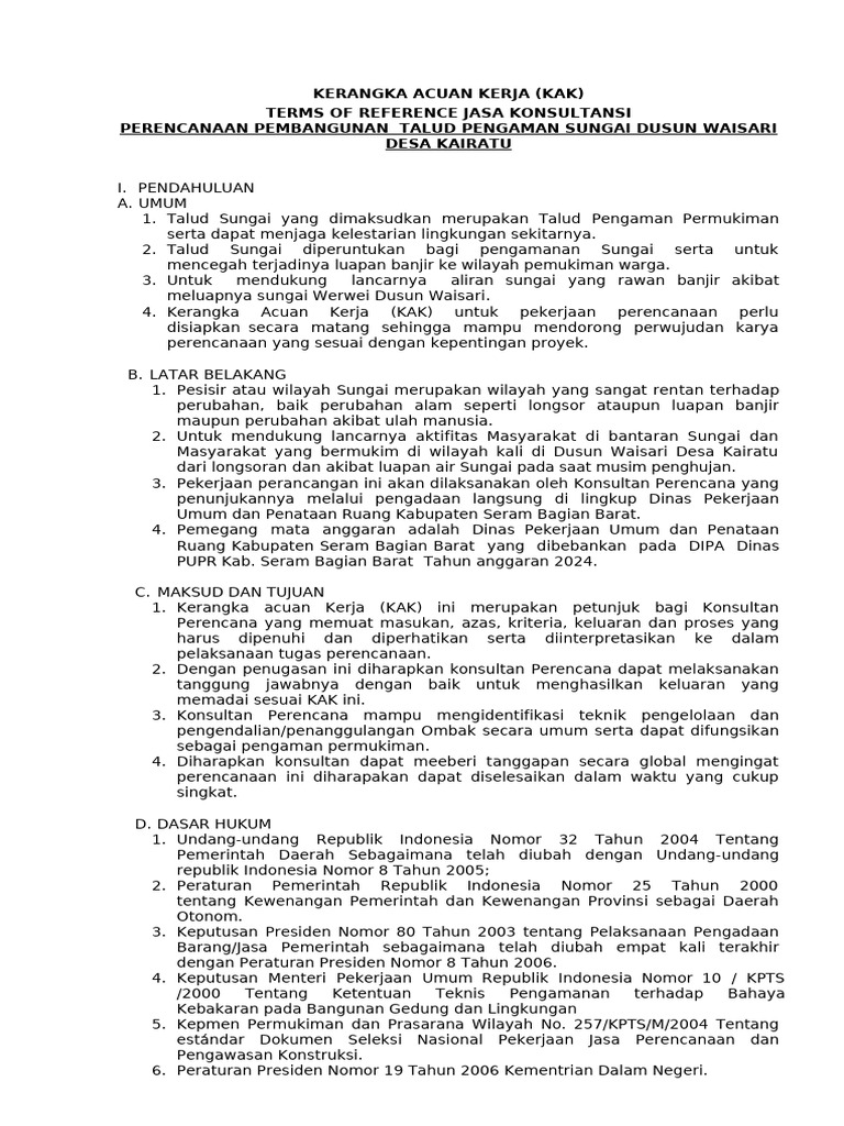 KAK+Perencanaan+Talud | PDF