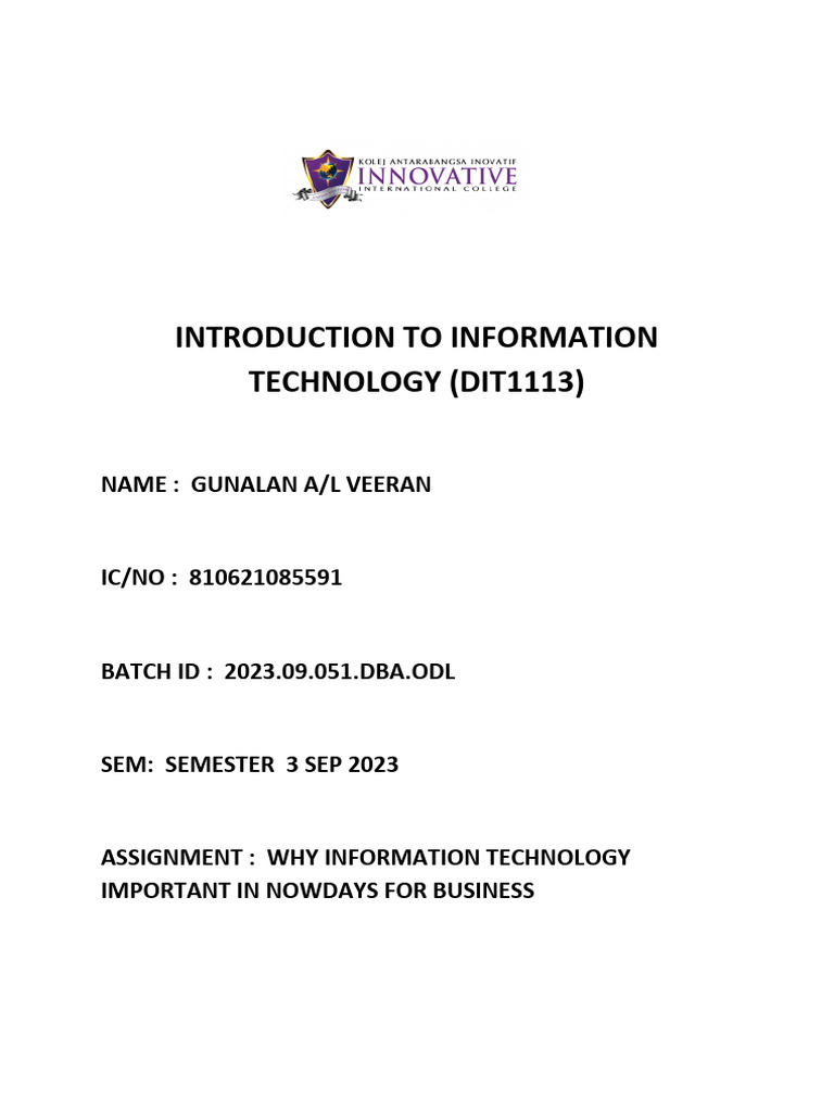 Important of Information Technology For Business | PDF | Computer ...