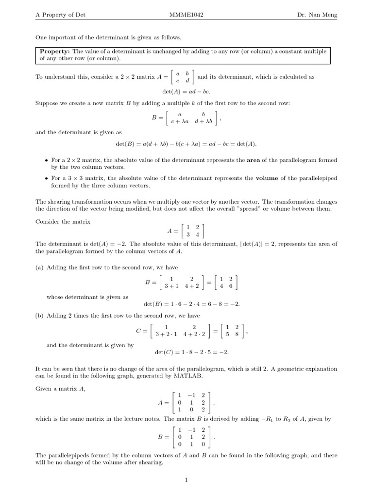 Det Property | PDF | Determinant | Matrix (Mathematics)