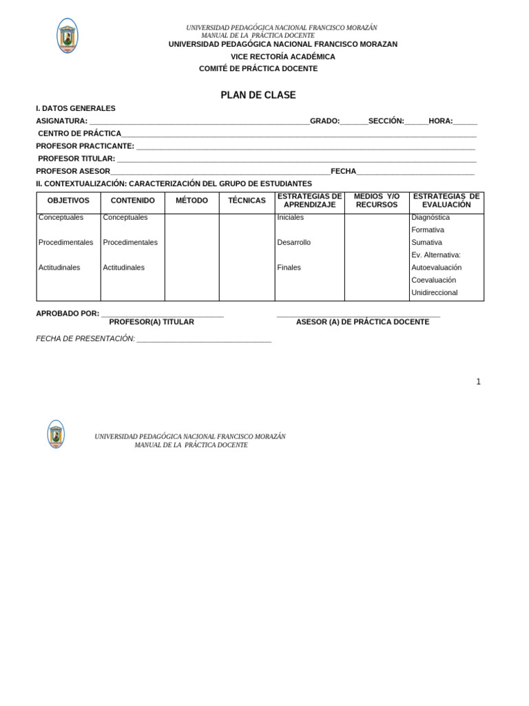 Formato Plan de Clase (1) | PDF | Aprendizaje | Modificación de comportamiento
