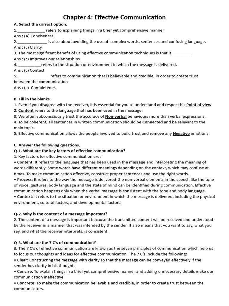 chap-4 Effective Communication | PDF | Communication | Nonverbal ...