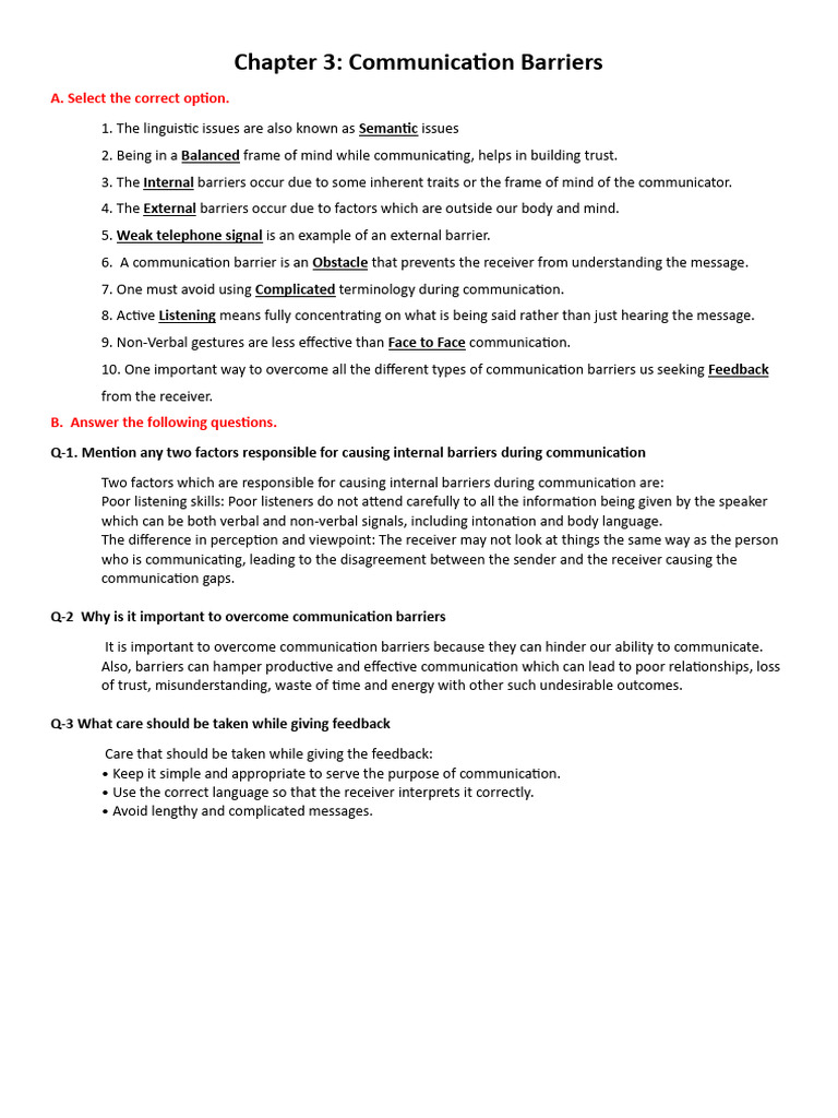 Chap-3 Communication Barriers | PDF