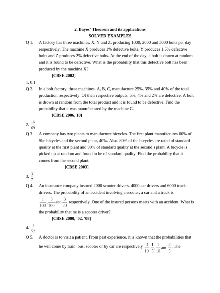 02 - Bayes' Theorem and Its Applications | PDF | Multiple Choice