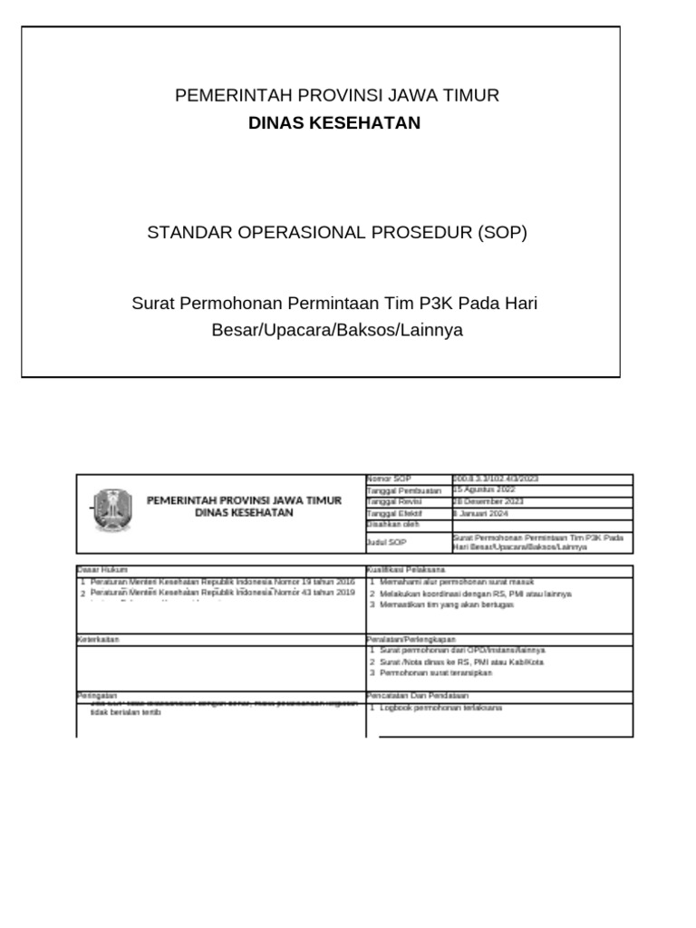 3 Surat Permohonan Permintaan Tim P3K - BELUM | PDF