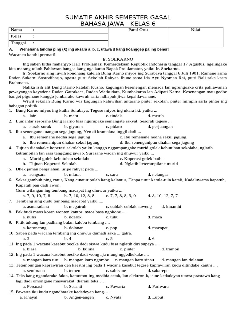 SAS-BAHASA-JAWA-KELAS-6 | PDF