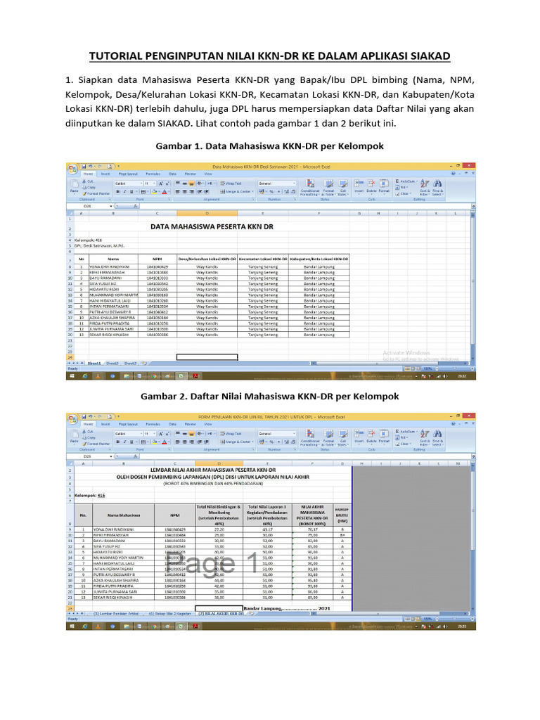 Tutorial Penginputan Nilai KKN-DR Ke Dalam Siakad 2022 | PDF