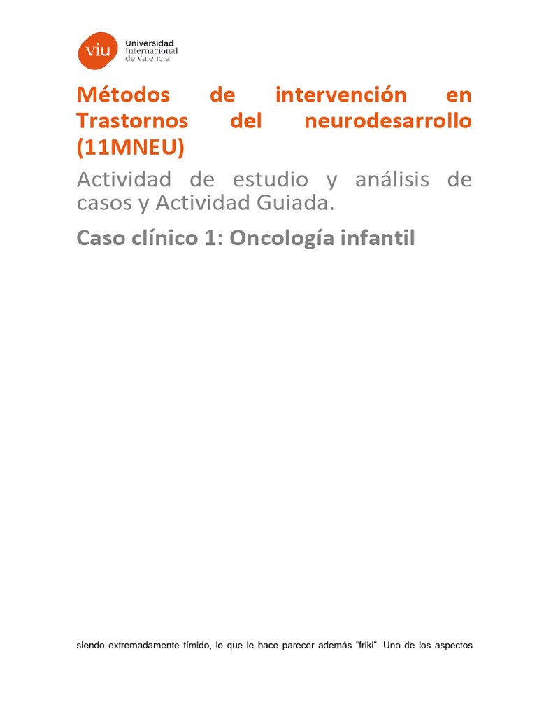 Caso clinico 1 Oncología infantil | PDF | Atención | Oncología