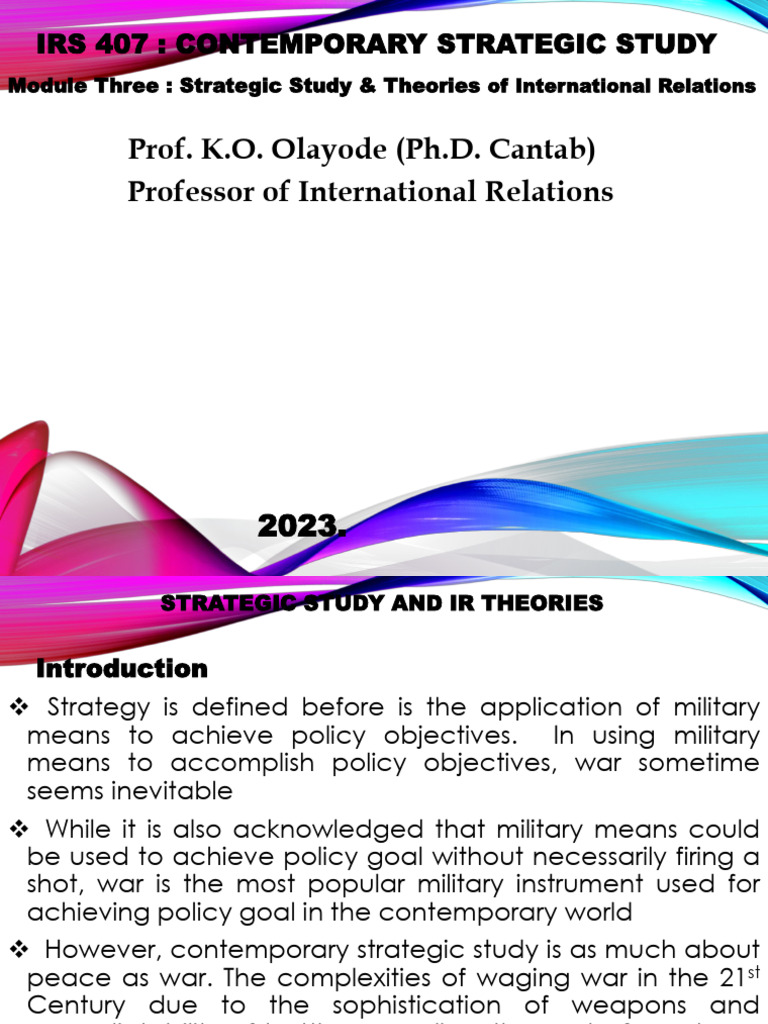 IRS 407 - Module Three - 2023 | PDF | International Relations | Peace