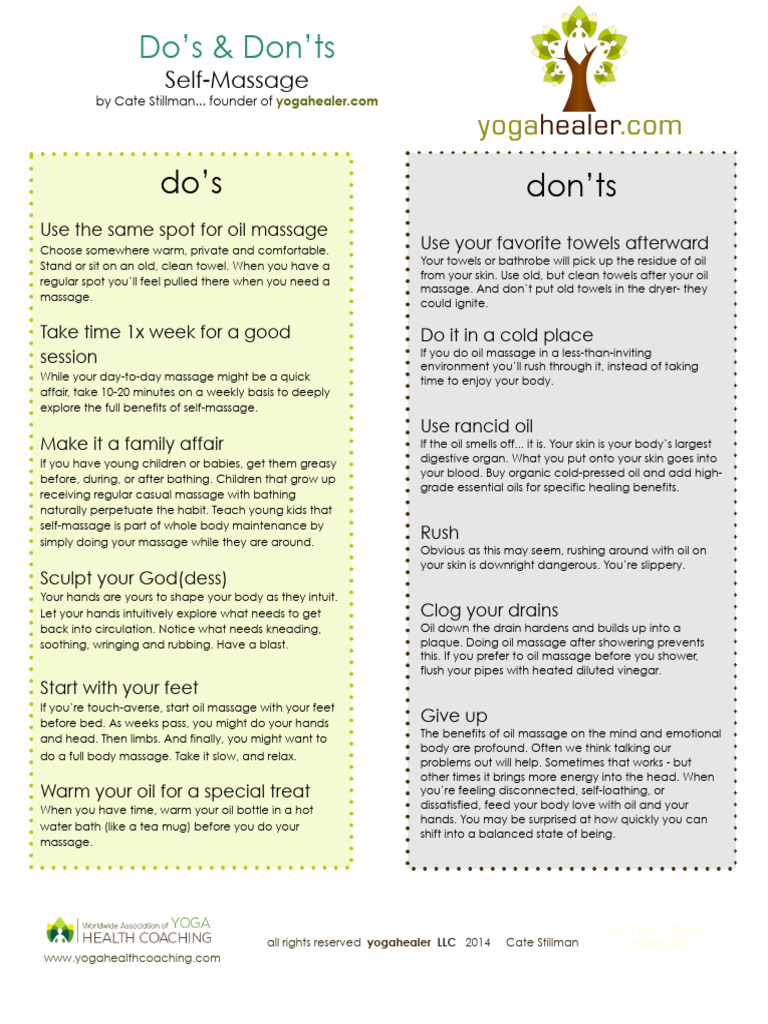 Self-Massage Do’s and Don’ts Guide | PDF | Massage