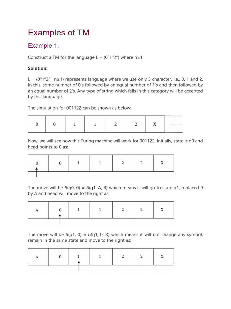 Turing Machine Examples for Languages | PDF | Theory Of Computation | Theoretical Computer Science