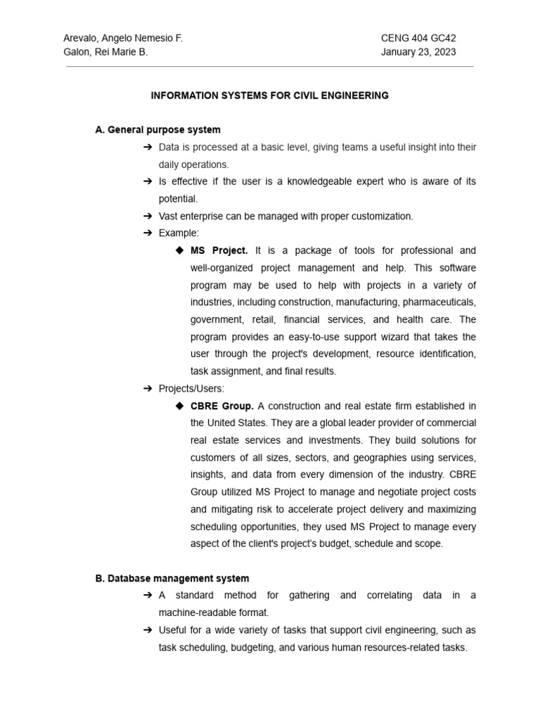 Civil Engineering Information Systems | PDF | Enterprise Resource ...