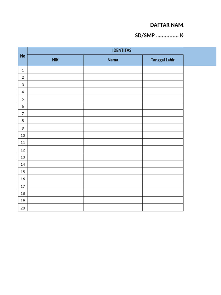 Data Remaja Puskesmas ............... (Berdasarkan Sekolah) | PDF