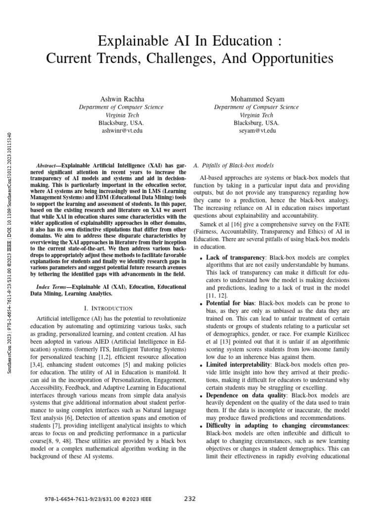 Explainable AI in Education: Trends & Challenges | PDF | Regression ...