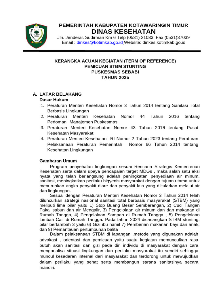 TOR Pemicuan STBM Stunting 2025 | PDF