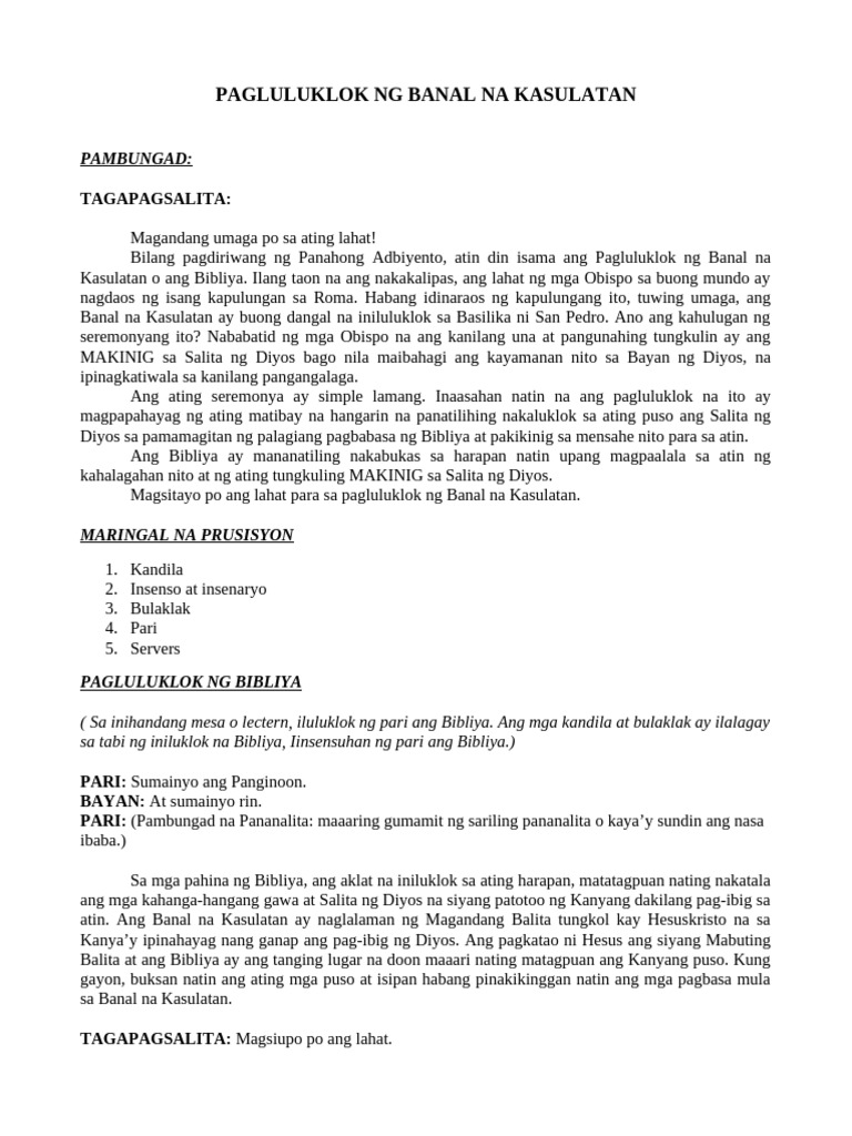 Bible Enthronement Tagalog | PDF