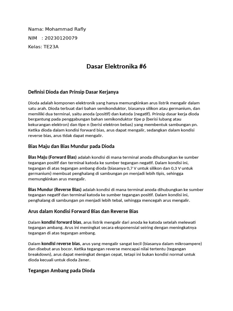 Prinsip Kerja dan Jenis Dioda | PDF