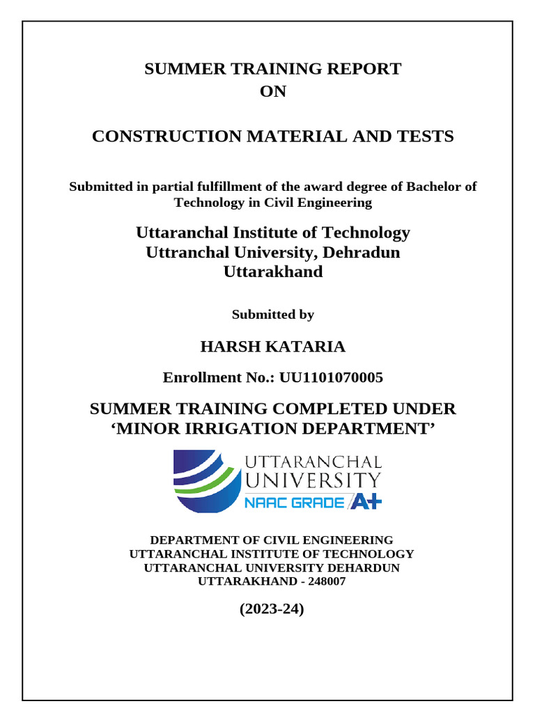 Internship-Report-sample-5 (1) | PDF | Sand | Concrete
