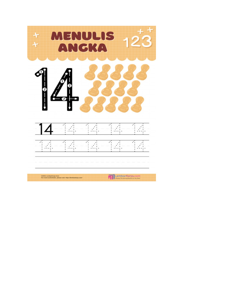 Menebalkan 14 Dan Baca 2 Suku Kata | PDF