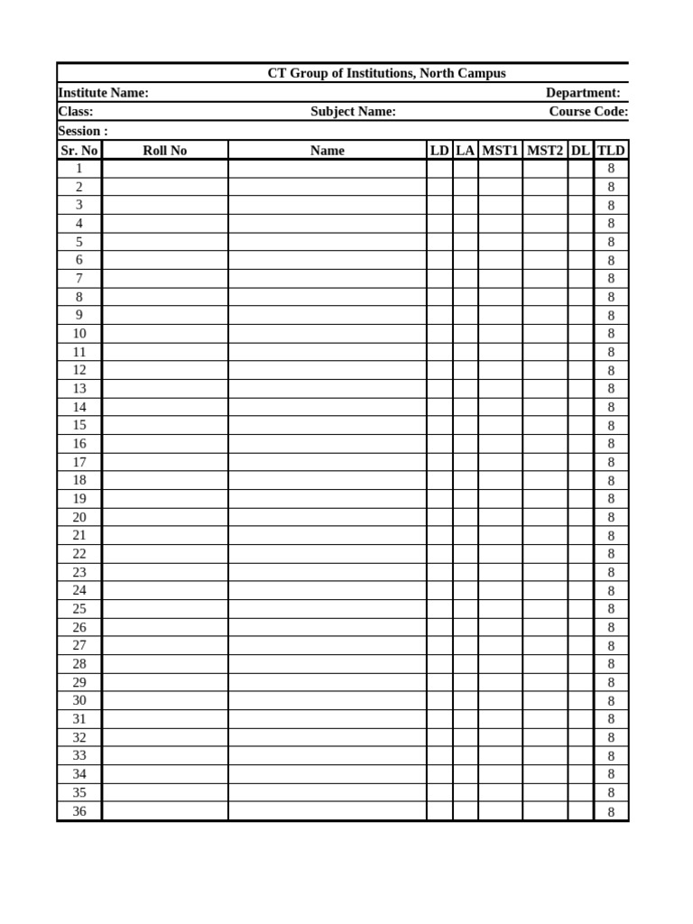 Consolidated Attendance Sheet Format | PDF