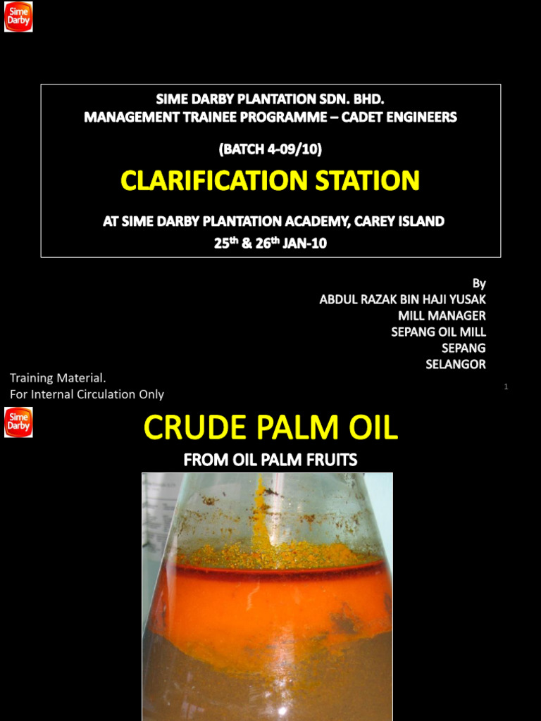 Clarification Process in Palm Oil Milling | PDF