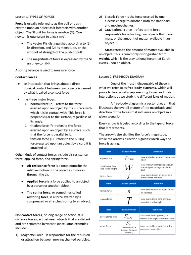 GEN PHYSICS 1 Q2 Reviewer | PDF | Force | Momentum