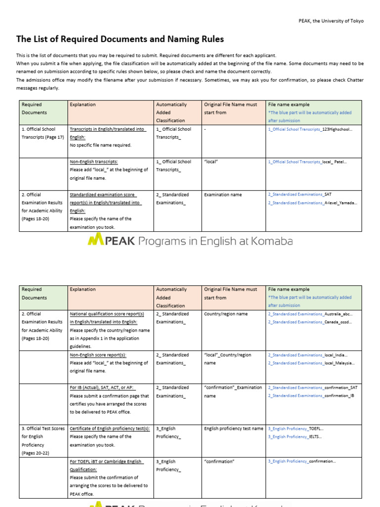 DocumentsList For Applicants 2025 | PDF | Filename