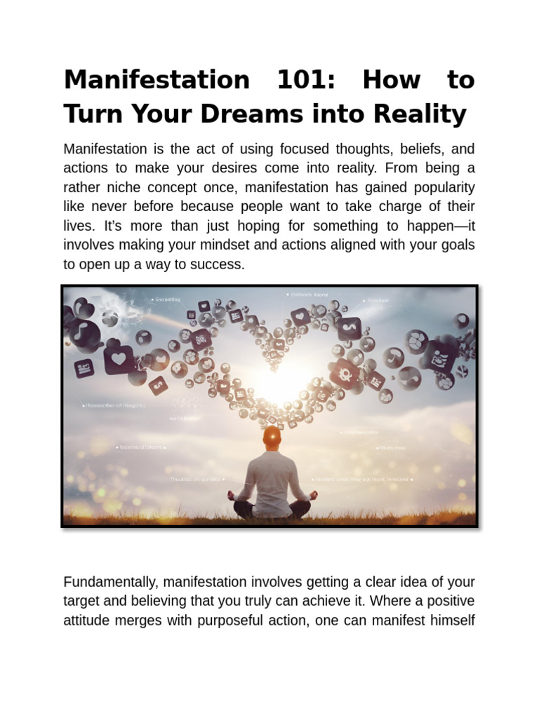 Manifestation 101 How To Turn Your Dream Into Reality | PDF | Goal ...