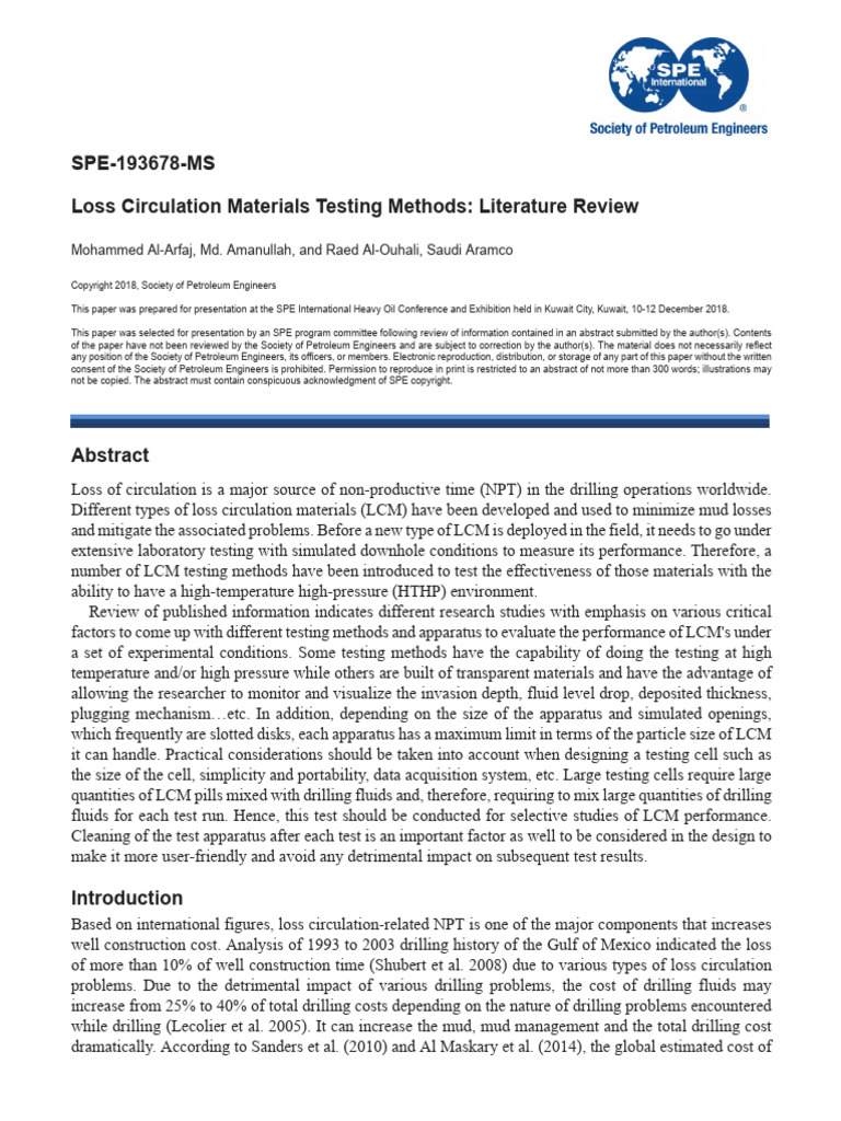 SPE-193678-MS Loss Circulation Materials Testing Methods: Literature ...
