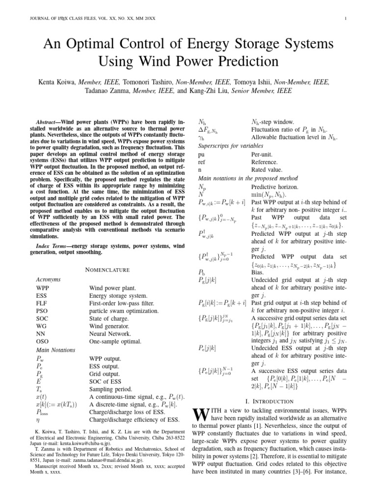 Optimal Control of Energy Storage Systems | PDF | Mathematical ...