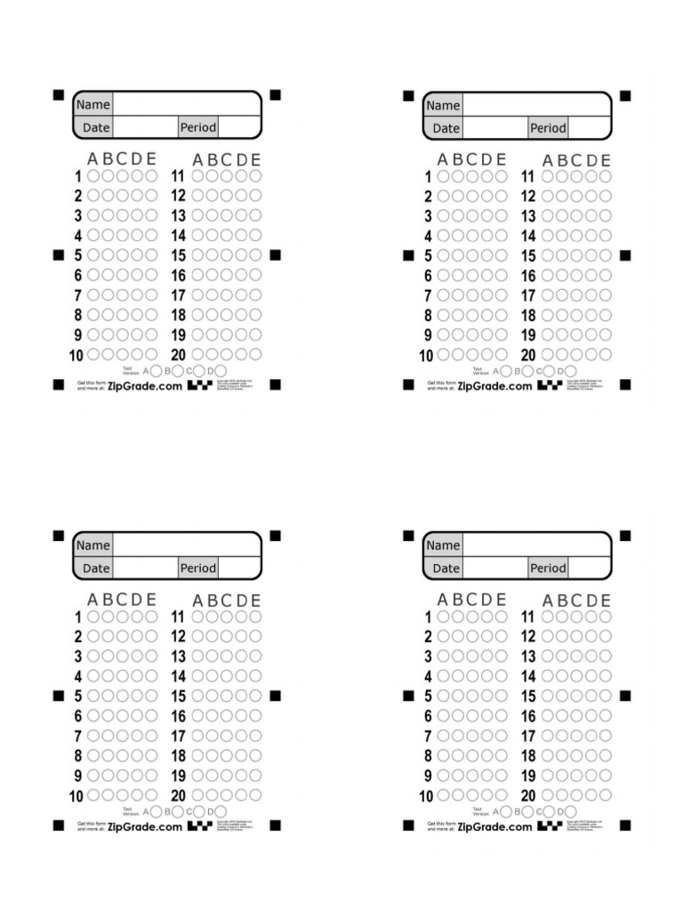 Zipgrade20 Items | PDF