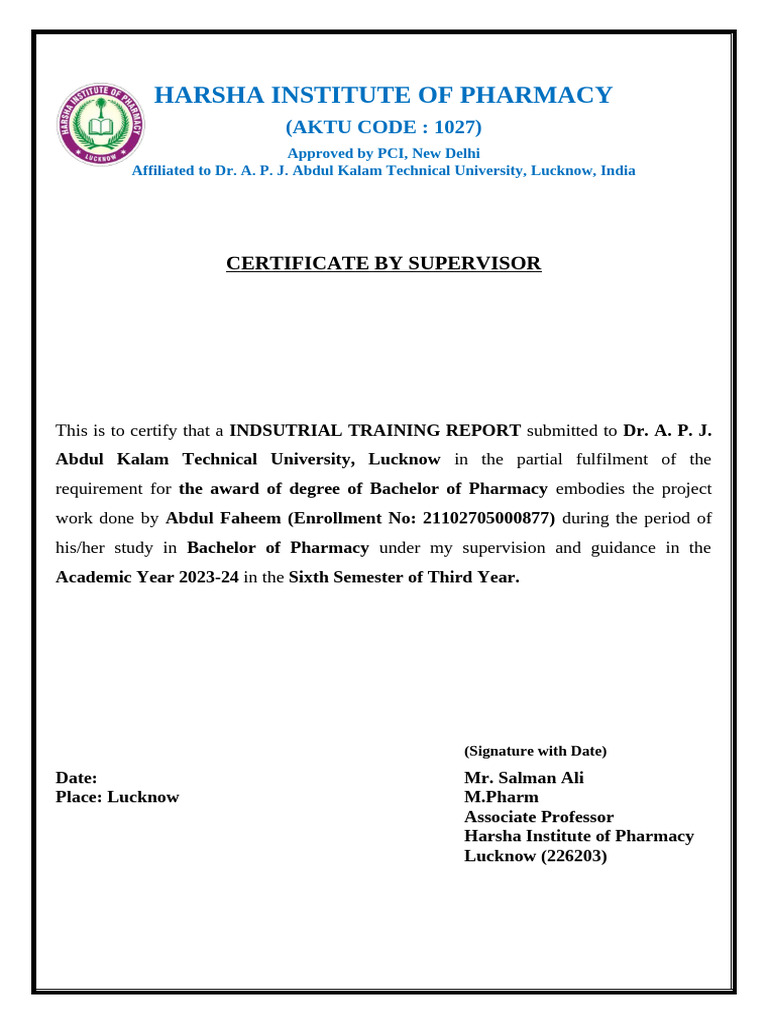 Certificate by Supervisor | PDF