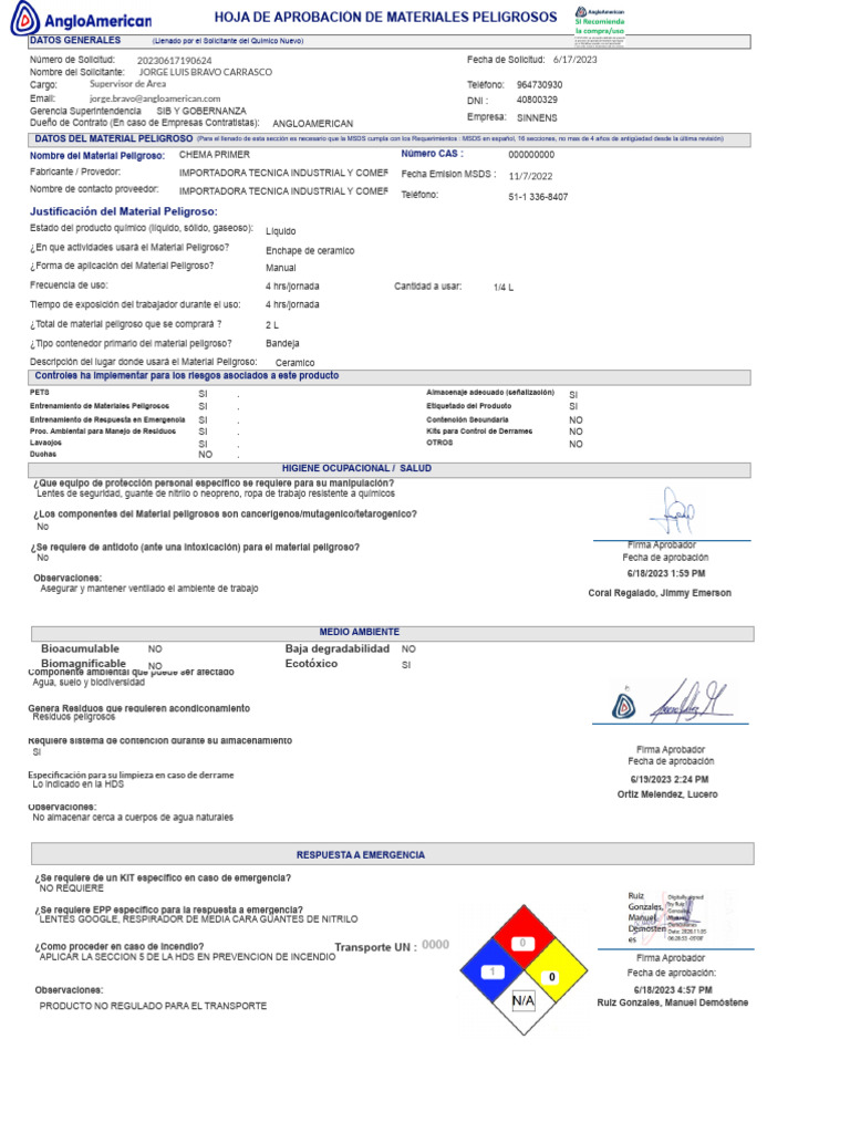 Chema Primer - Ha | PDF | Mercancías peligrosas