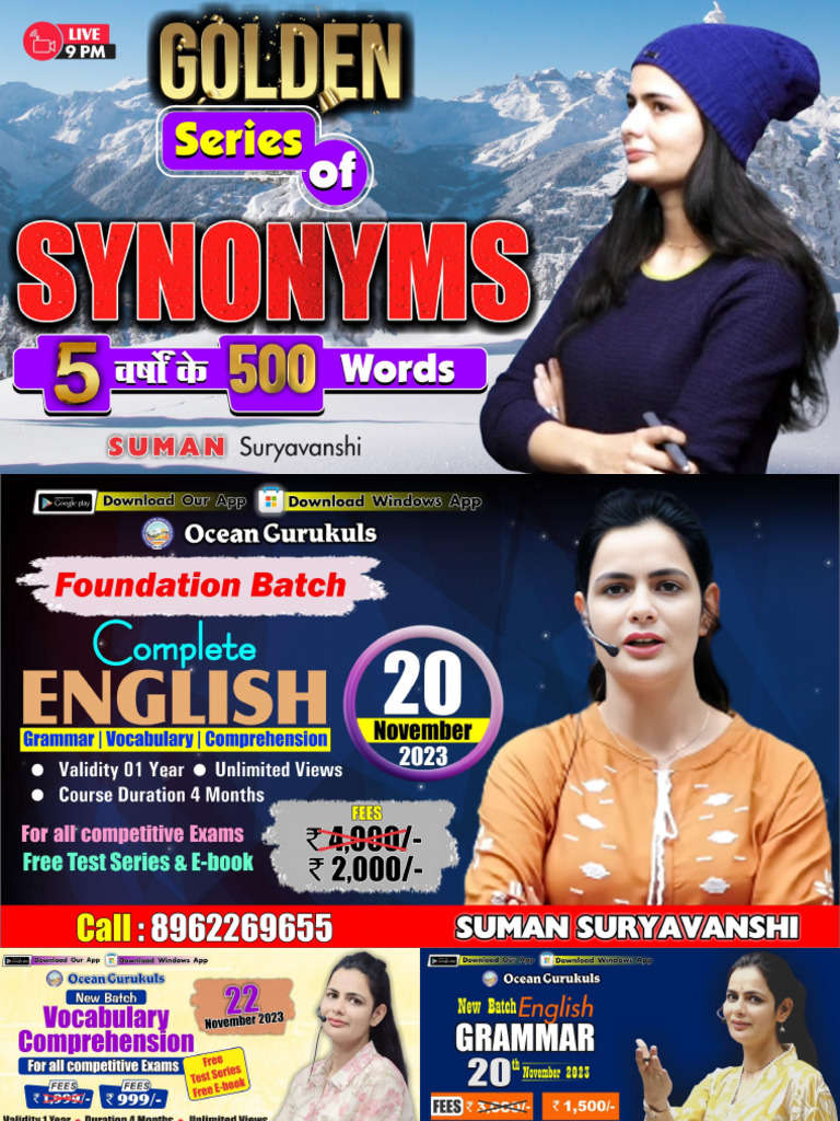 Golden Series of Synonyms With Suman Suryavanshi Mam - 2 | PDF