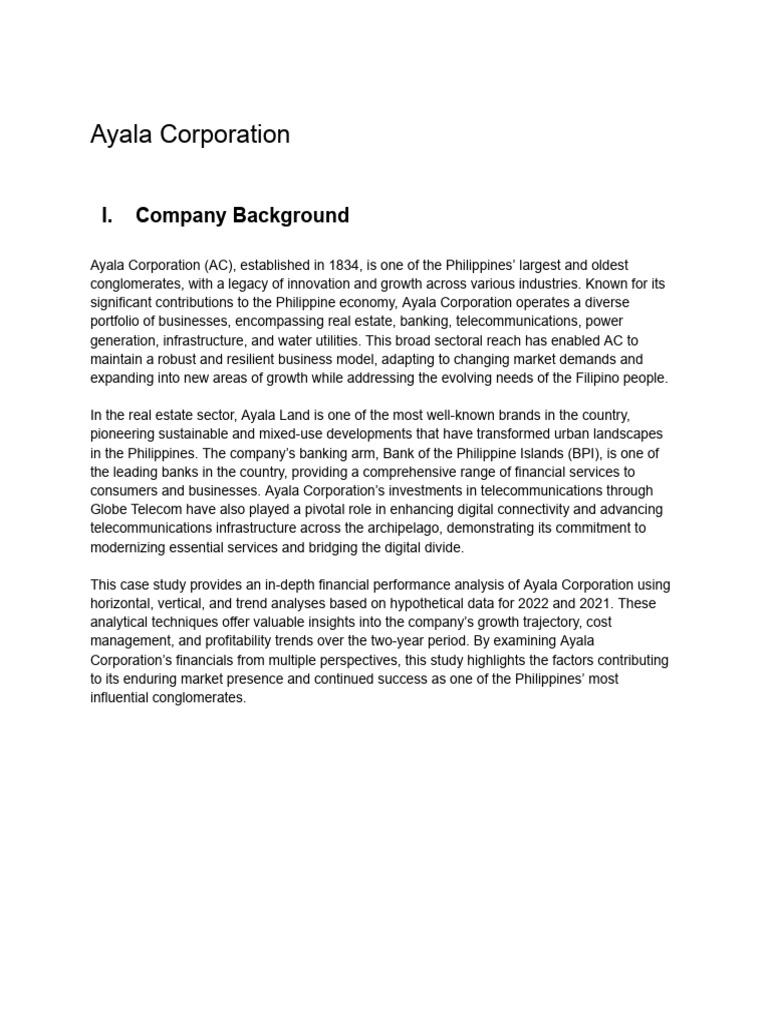 Group Project Sample - Ayala Corporation | PDF | Valuation (Finance ...