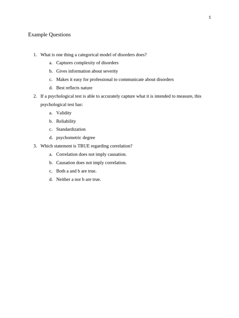 Exam 1 Example Questions Fall 2024 | PDF