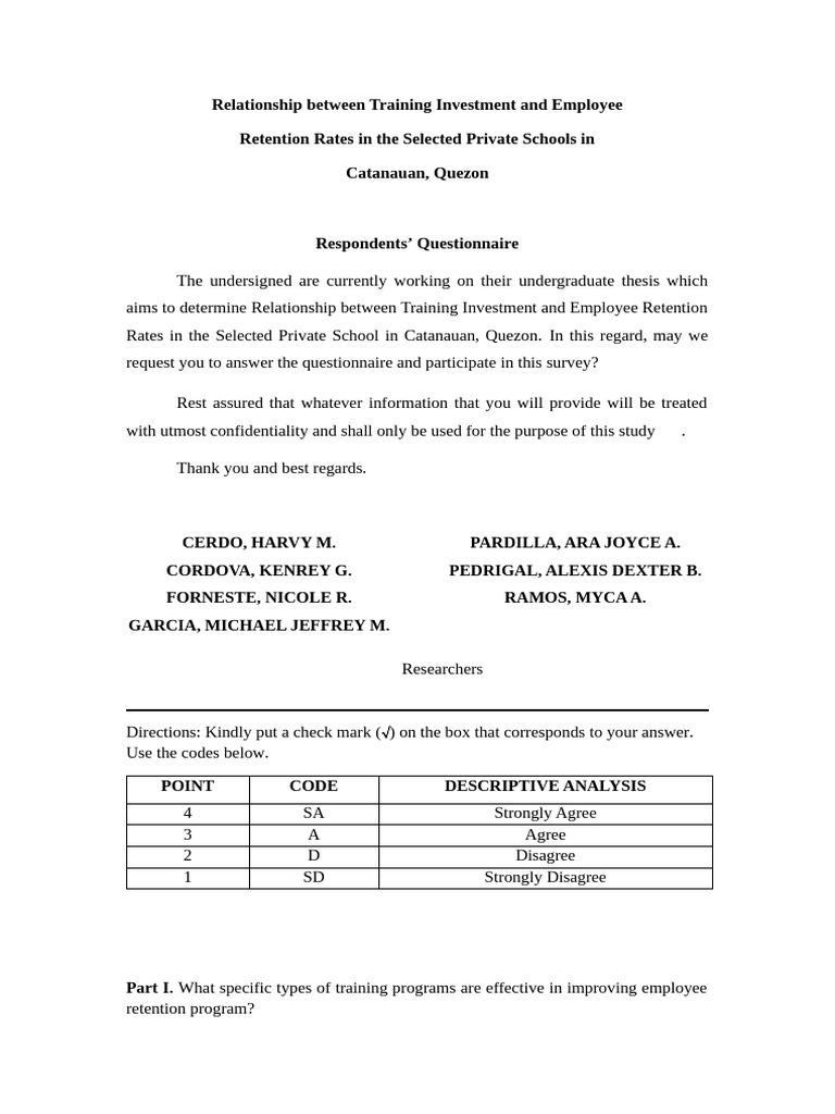 questionnaire-for-validation (4) | PDF | Employee Retention | Applied ...