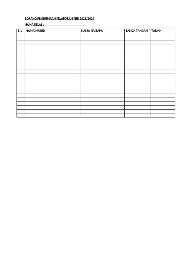 Borang Penerimaan Pelaporan PBD 2023 | PDF
