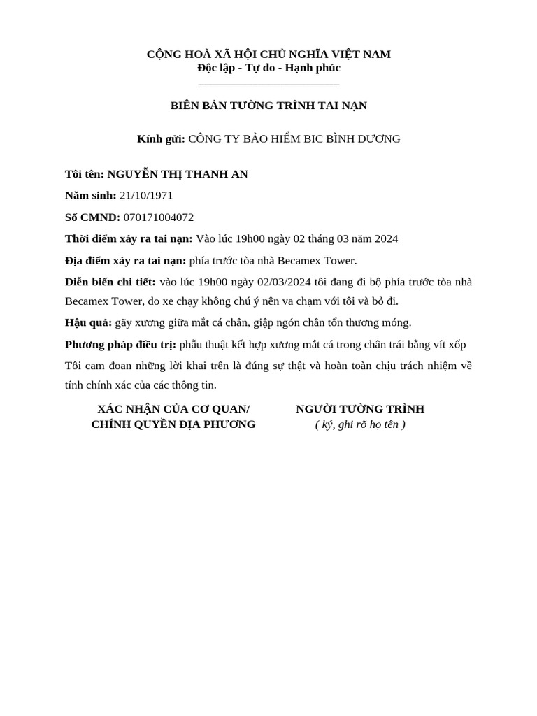 BM 15 02 Bien Ban Tai Nan | PDF