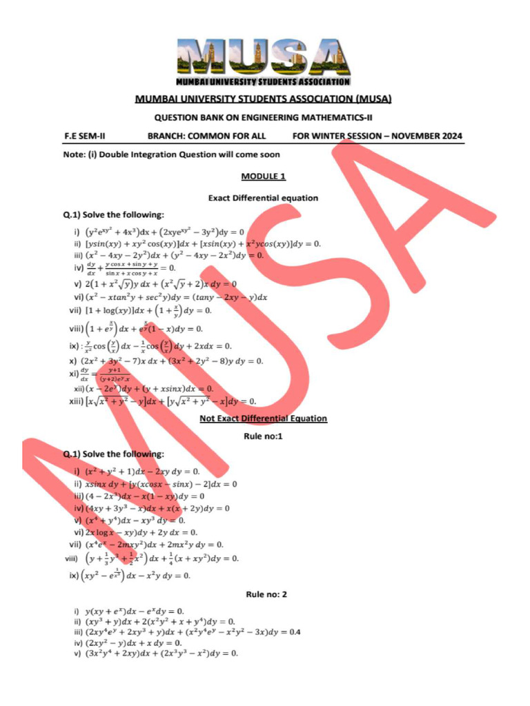 Maths 2 QB (Musa) Nov 24 | PDF