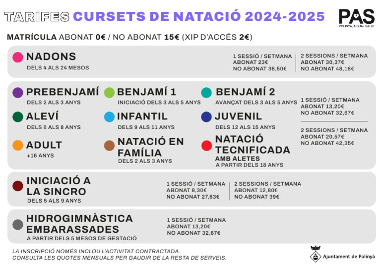 Tarifes Curs 24 25 | PDF