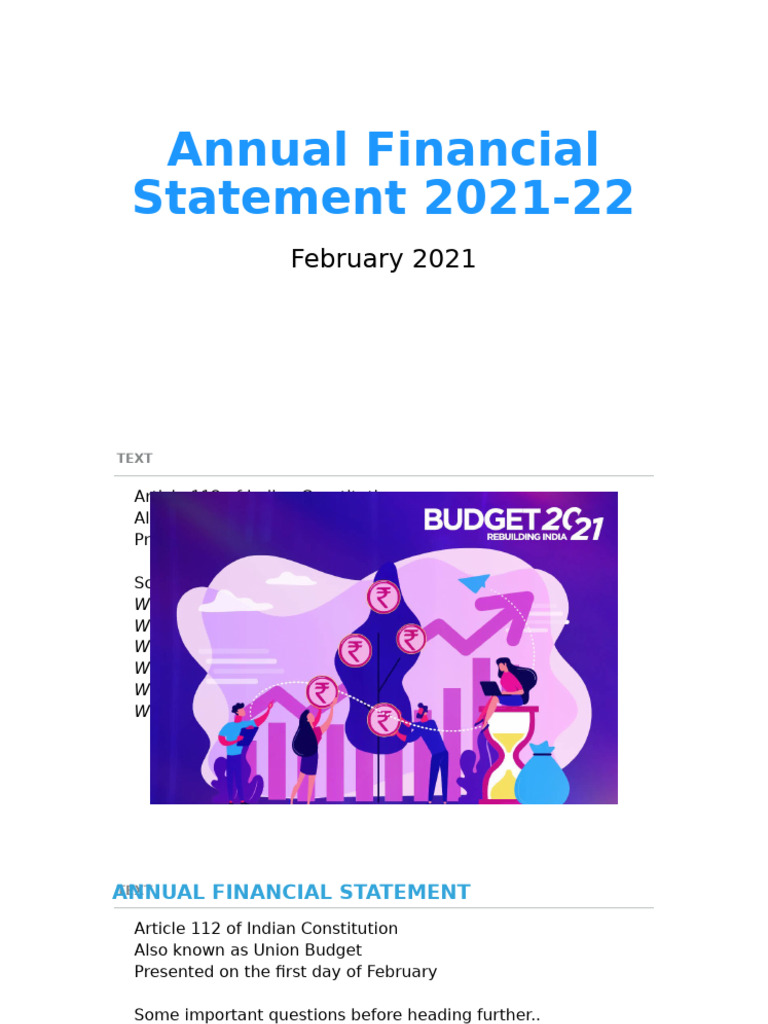 Brief Presentation On Indian Budget 2021-22 | PDF | Government Budget ...