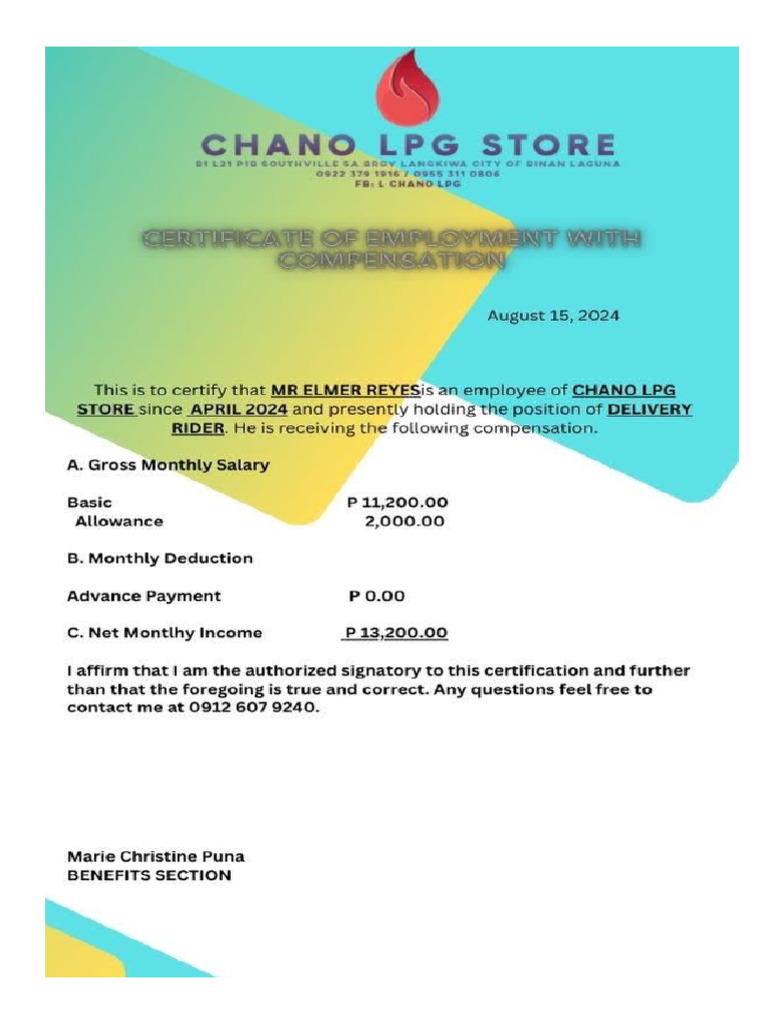 Chano Employee Coe | PDF