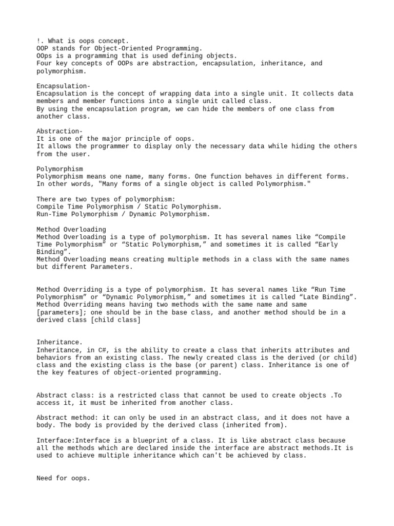 Oops Interview Pdf Method Computer Programming Class Computer Programming