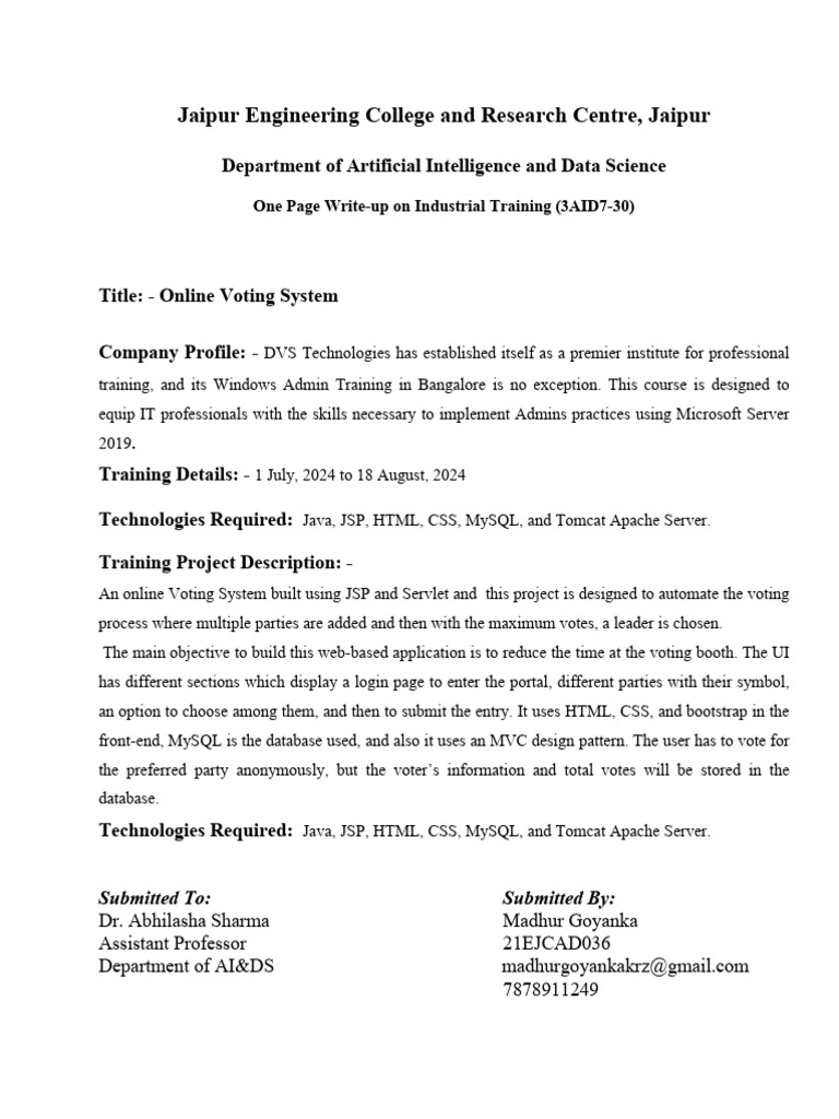 Madhur One Page Write Up | PDF