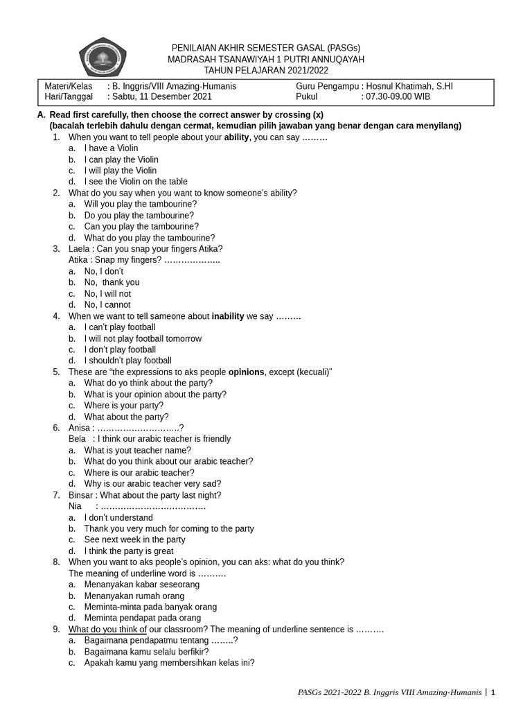 B. Inggris Viii Amazing-Humanis | PDF